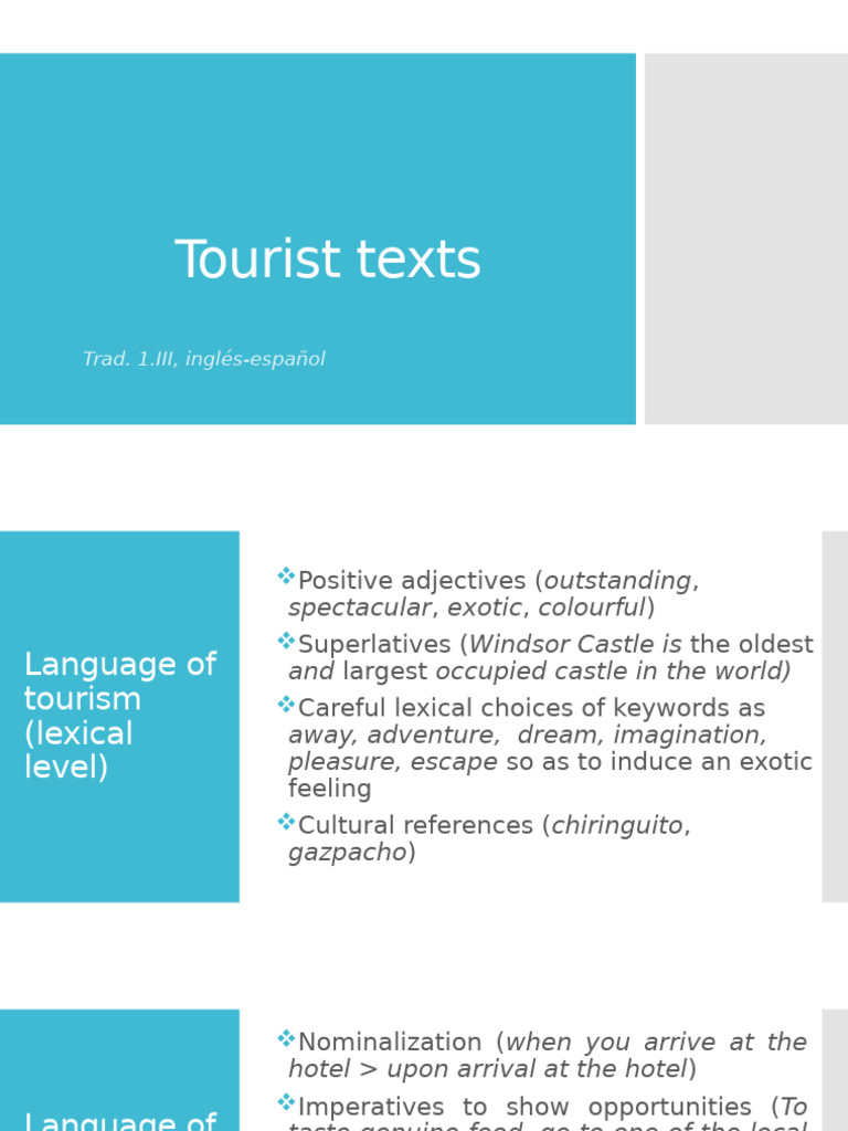 Language of Tourism: Key Elements | PDF