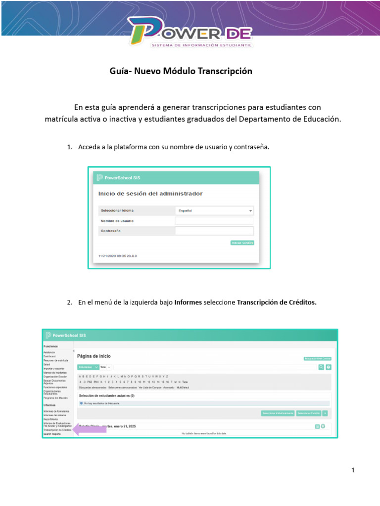 Admin 23_Nuevo módulo Transcripción V1.1 | PDF | Software