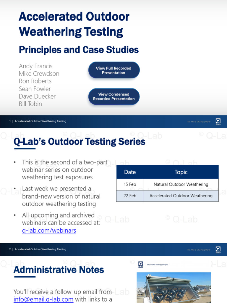 Accelerated Outdoor Weathering Testing | PDF | Ultraviolet | Weathering