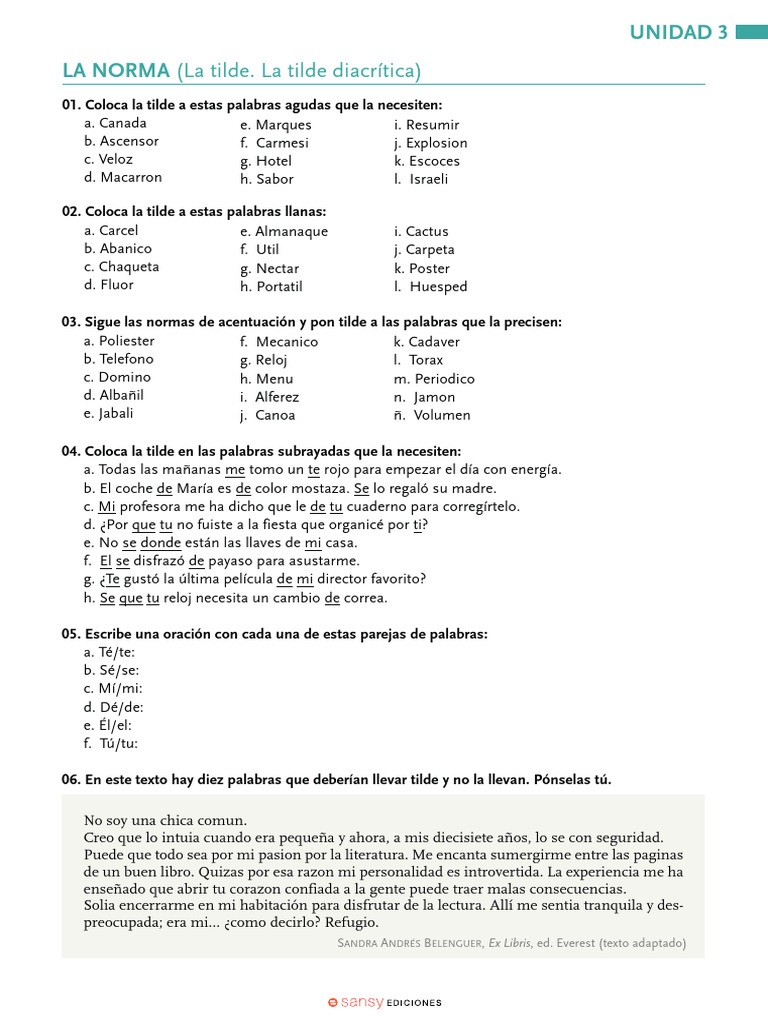 Tilde diacrítica y acentuación correcta | PDF