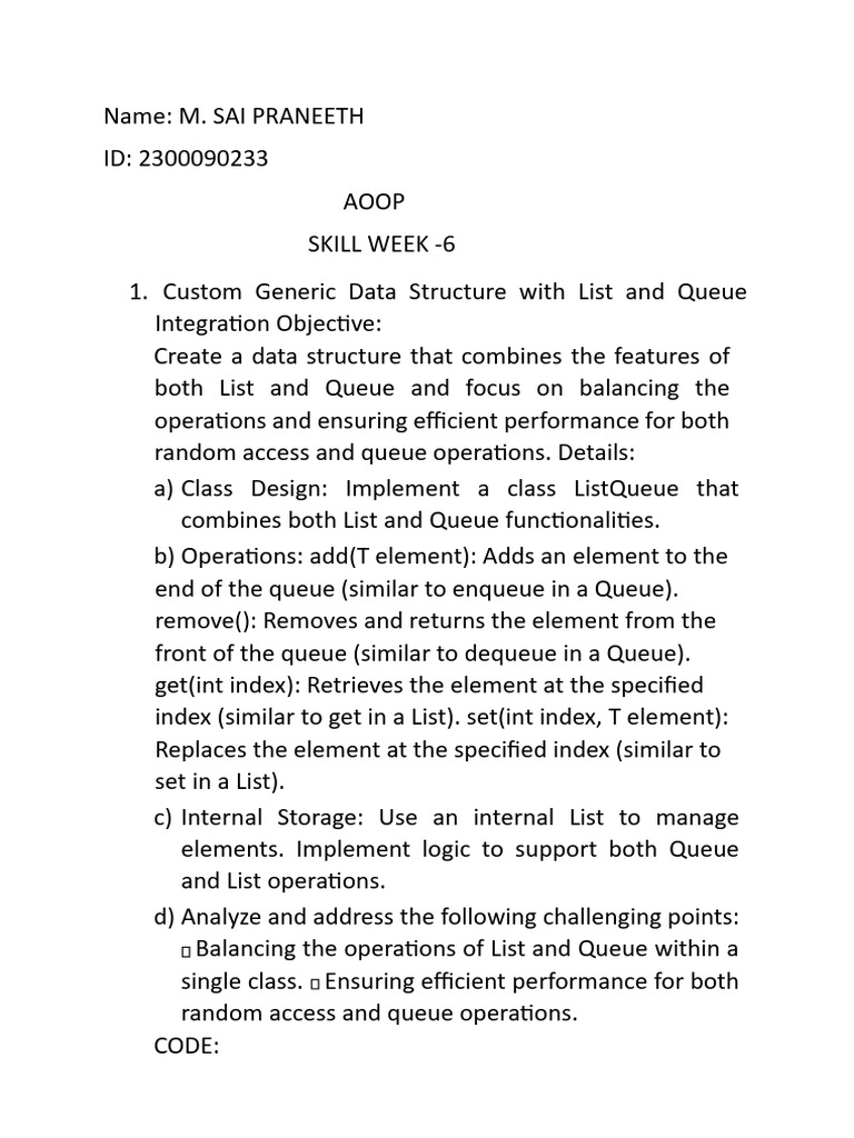 Aoop Skill Week-6 | PDF | Queue (Abstract Data Type) | Formal Methods