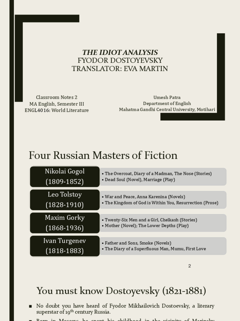 Prince Muishkin: The Idiot Explained | PDF | War And Peace | The Idiot