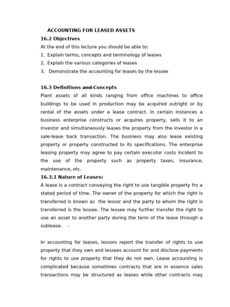 Accounting for Leased Assets Explained | PDF | Lease | Debits And Credits