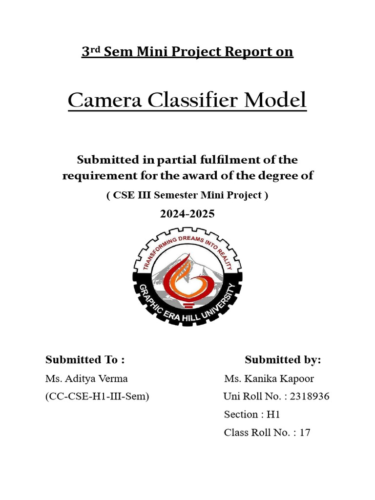 Kanika Kapoor (H1) 17 2318936 (Camera - Classifier) PDF | PDF | Machine Learning | Computer Vision
