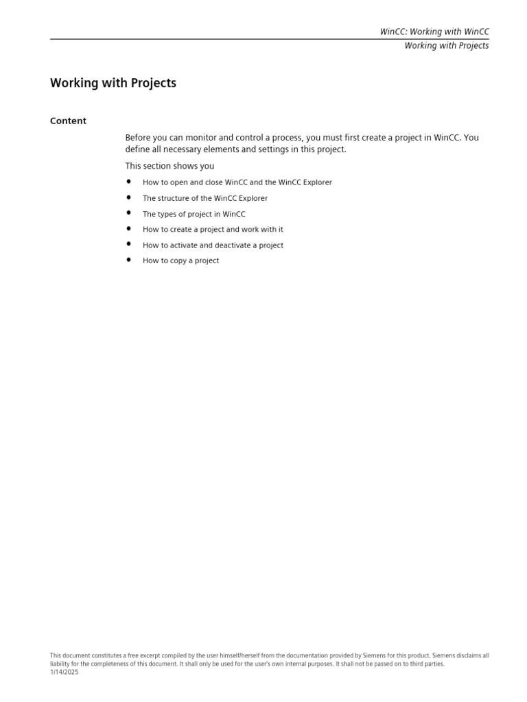 WinCC Working With WinCC - Working With Projects | PDF