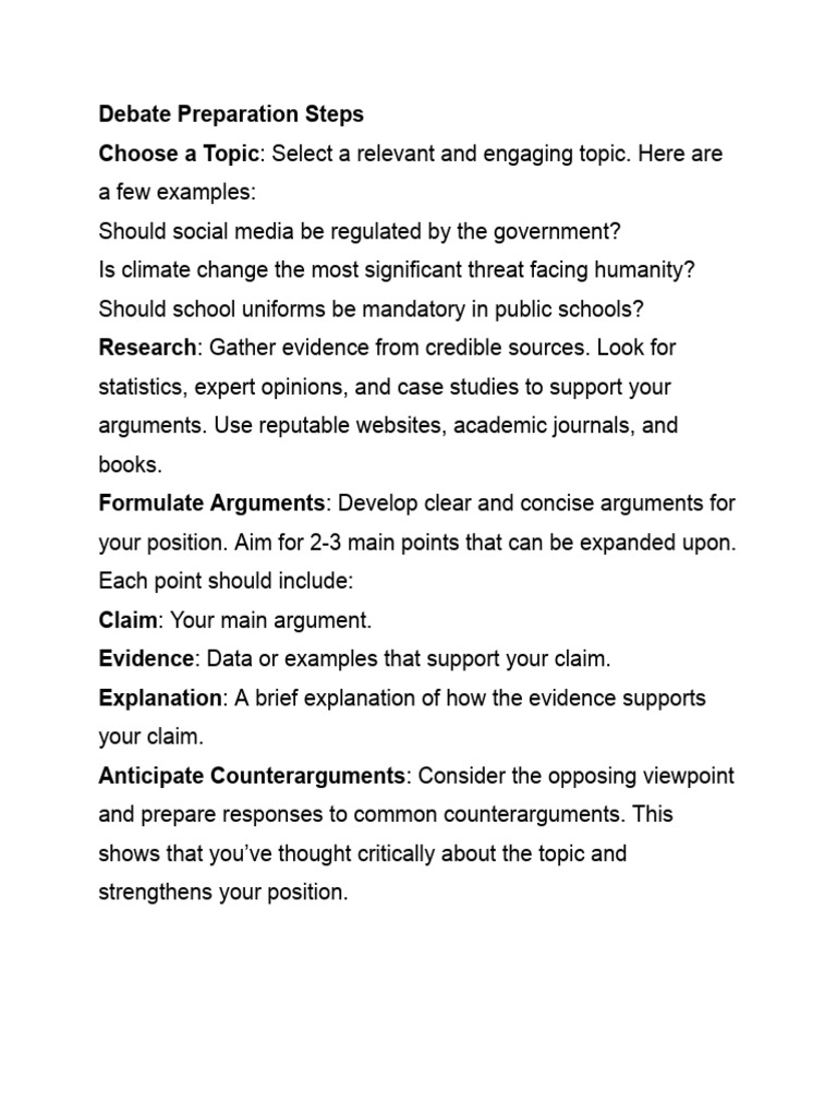 Debate Preparation Steps | PDF