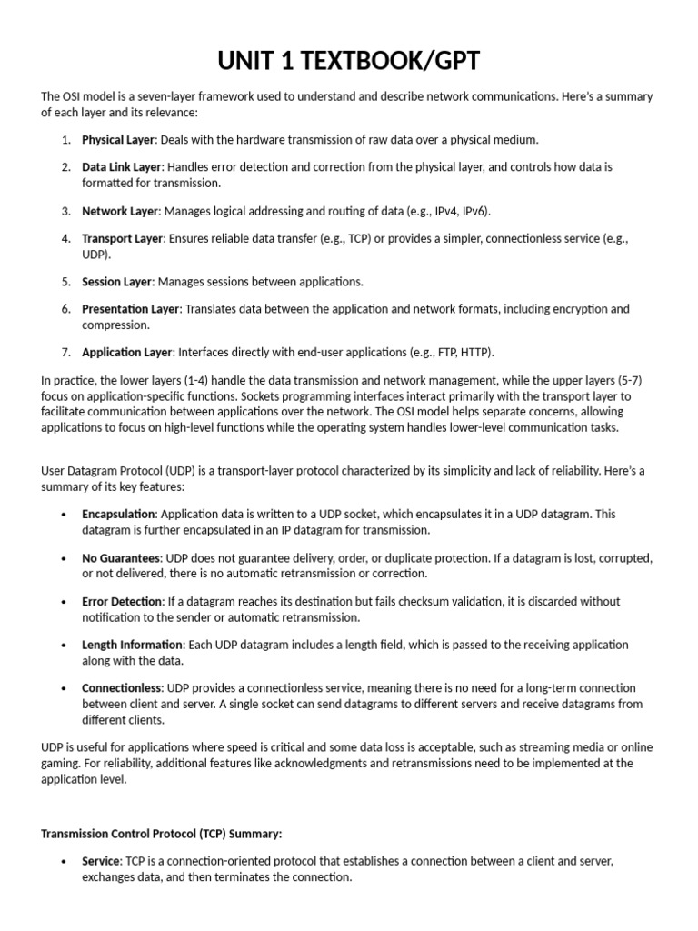 UNIT 1 TEXTBOOK NP | PDF | I Pv6 | Transmission Control Protocol