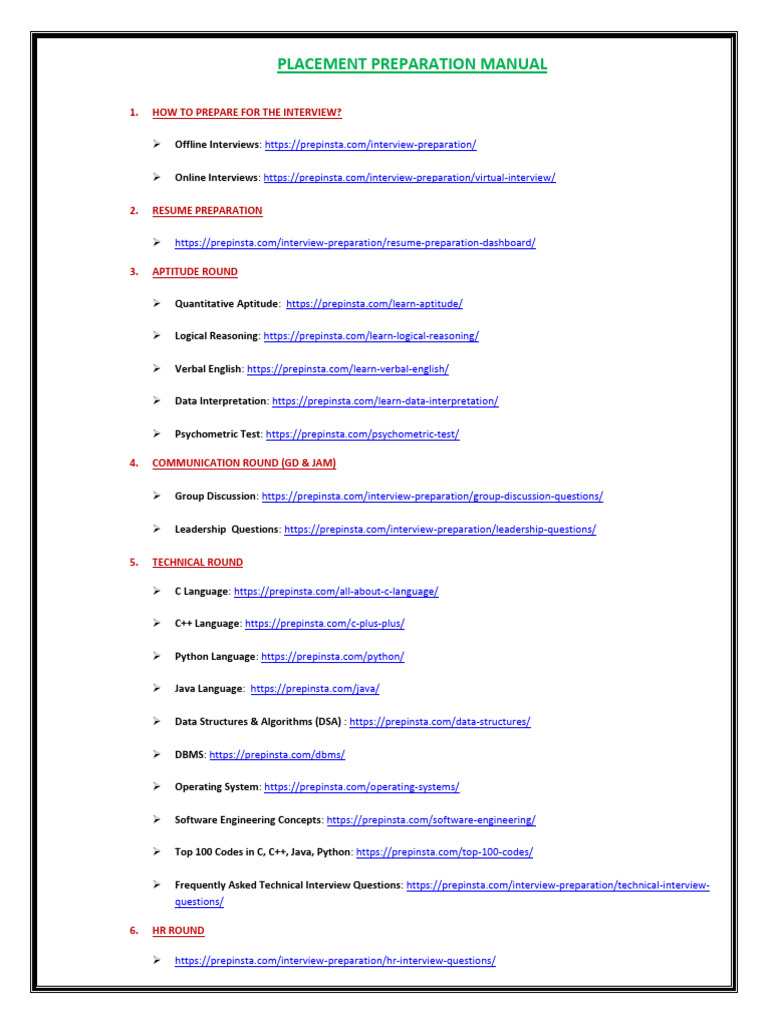 Placement Preparation Guide | PDF