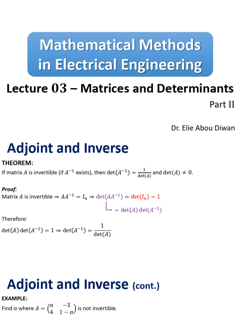 Lecture03 - Matrices and Determinants 2 | PDF | Determinant | Matrix (Mathematics)