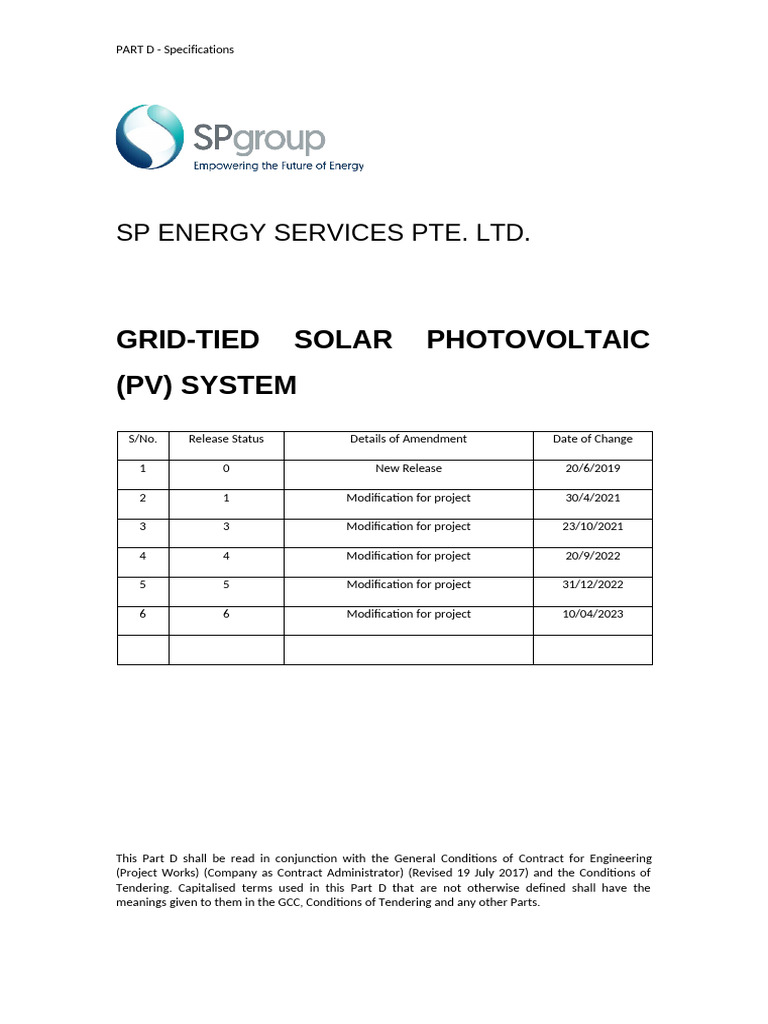 11) Part D - Solar Technical Specification - Rev 6 - SP Template | PDF ...