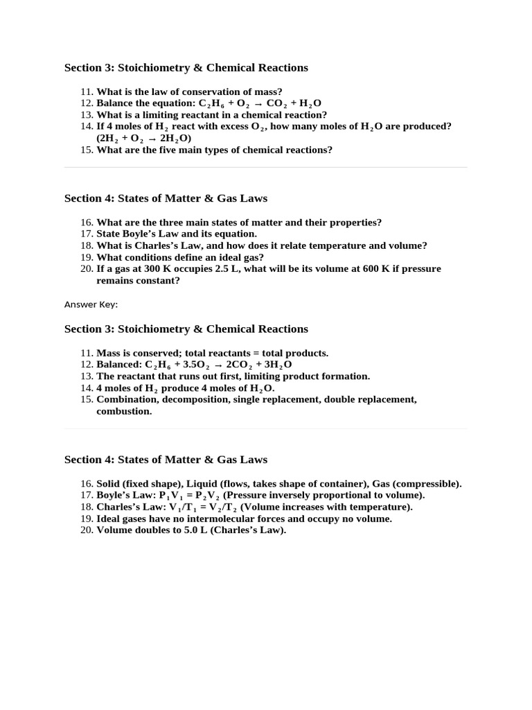 Chemistry Quiz 2 | PDF