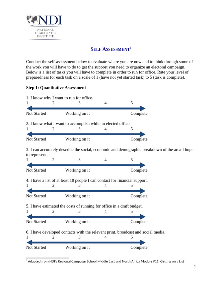 Handout 4 - Self Assessment | PDF | Voting | Elections