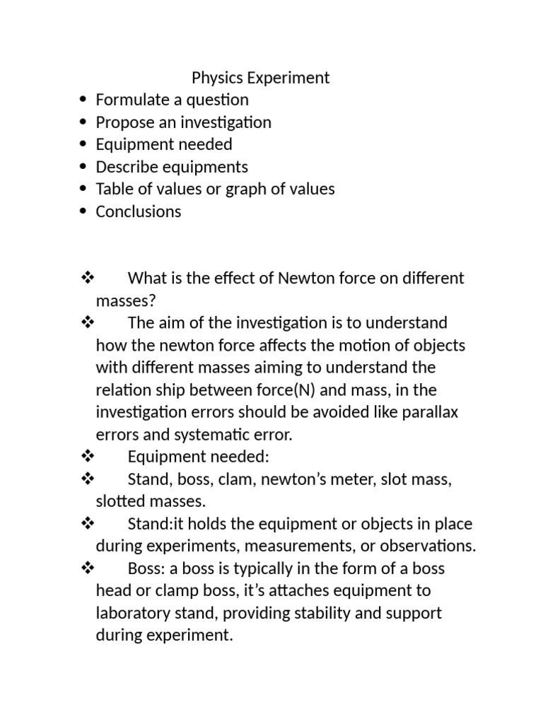 Physics Lab: Newton's Force on Masses | PDF
