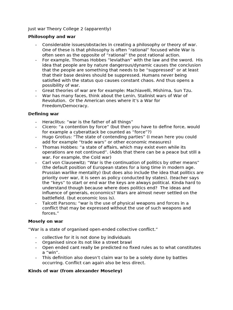 Just War Theory: Philosophy of Warfare | PDF | Just War Theory ...