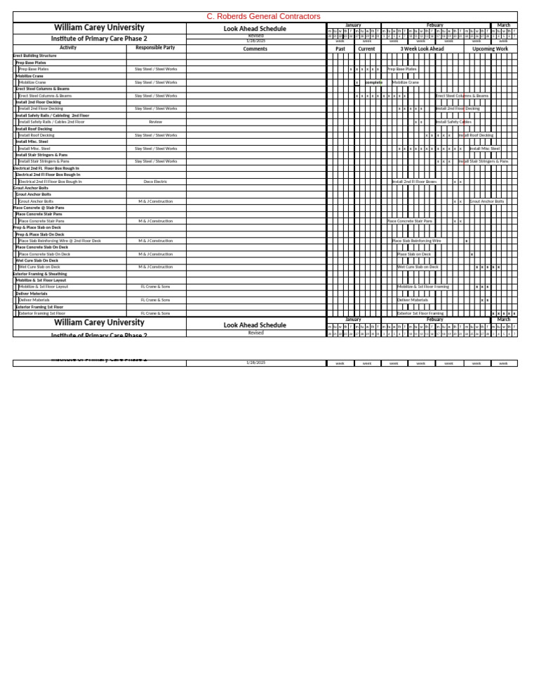 WCU Interval Schedule 01-28-2025 (1) | PDF | Concrete | Building Engineering