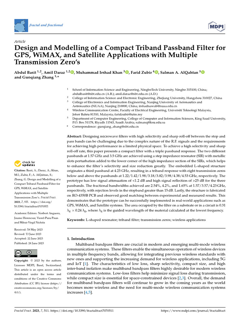 Design and Modelling of A Compact Triband Passband | PDF | Electronic ...