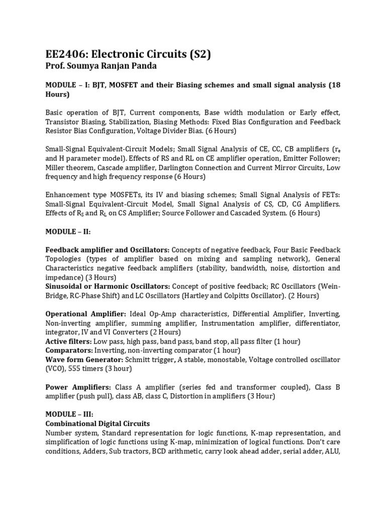 Electronics Circuits SR Panda | PDF | Amplifier | Analog To Digital ...