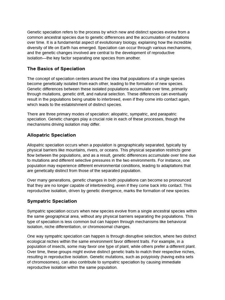 Genetic speciation research | PDF | Evolution | Species