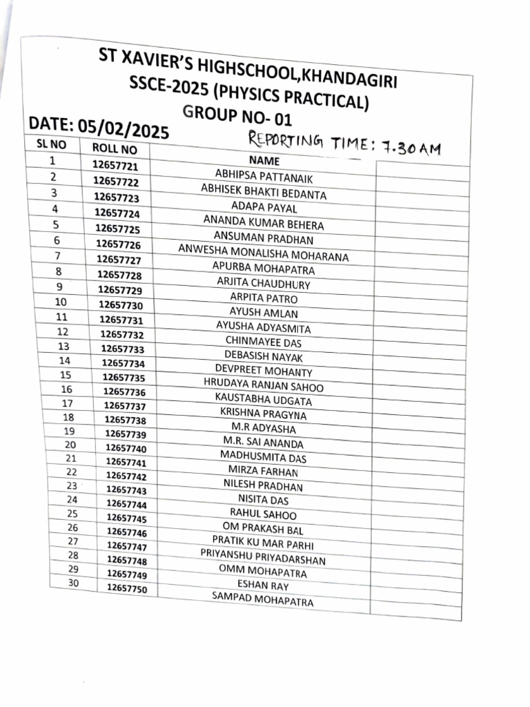 SSCE 2025 Physics Practical Schedule | PDF