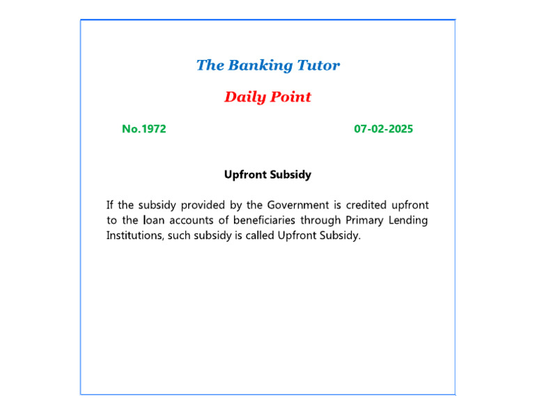 DP1972-Upfront Subsidy | PDF