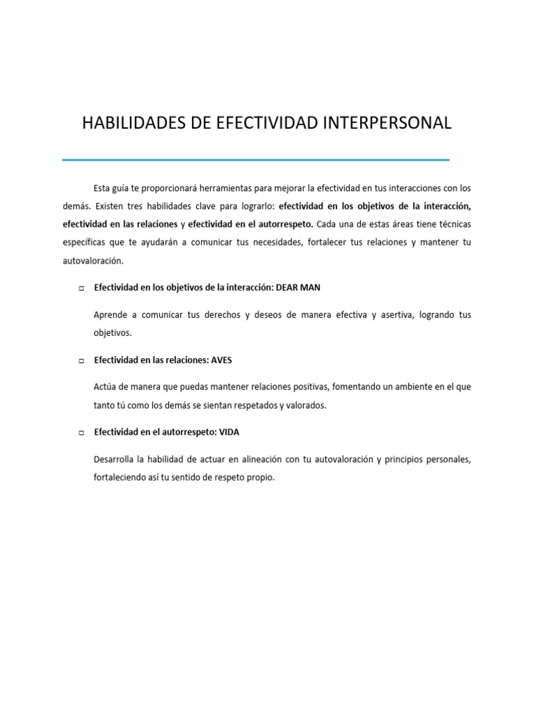 Habilidades de Efectividad Interpersonal 1 | PDF | Sicología
