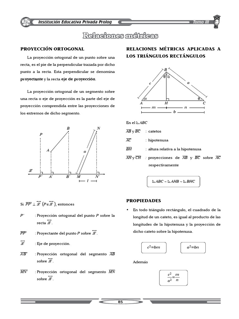 Proyección Ortogonal y Triángulos Rectángulos | PDF | Triángulo ...