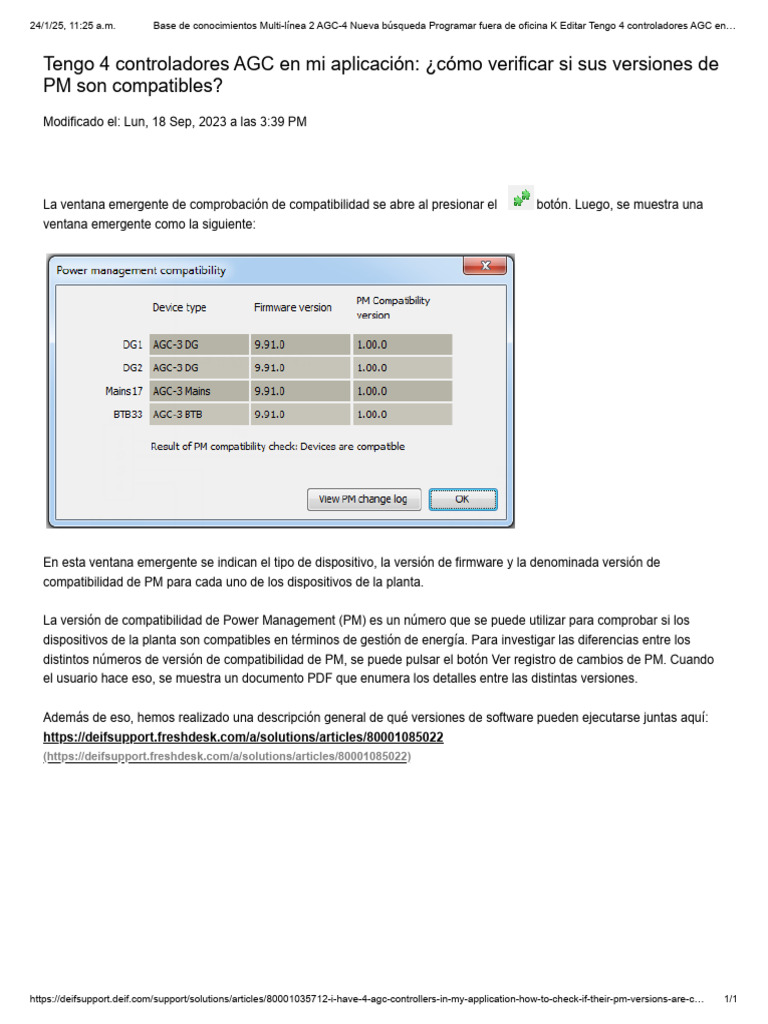 AGC-4 Tengo 4 controladores AGC en mi aplicación_ ¿cómo verificar si sus versiones de PM son ...