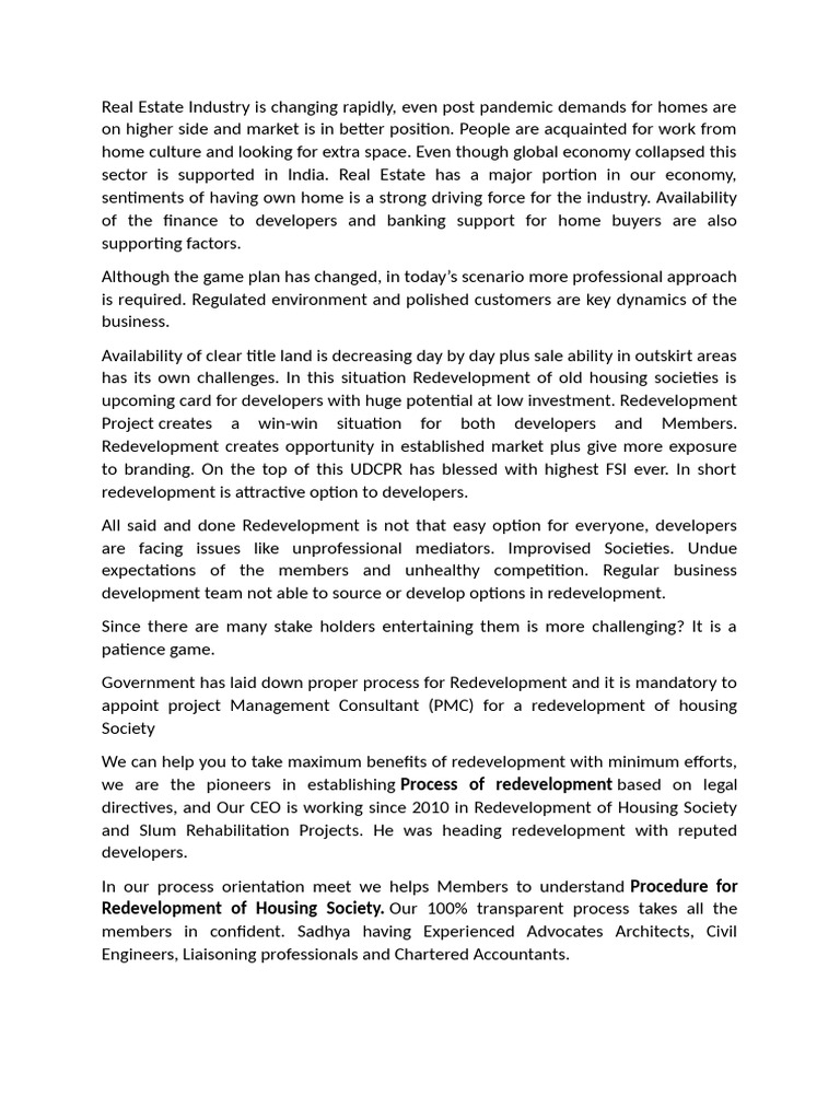 Redevelopment Consultancy Deta | PDF | Economies | Business