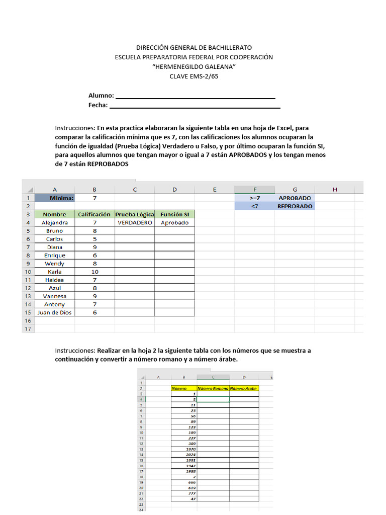 Practica Excel 3ro | PDF