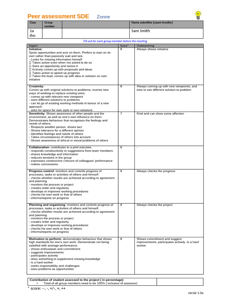 Student Peer Assessment Guide | PDF | Psychological Concepts | Cognition
