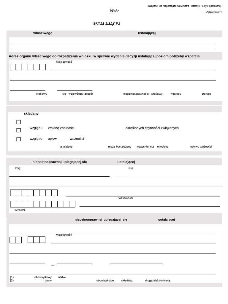PPW Wniosek o Wydanie Decyzji Ustalajacej Poziom Potrzeby Wsparcia | PDF