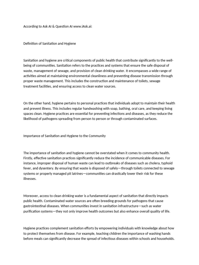 sanitation | PDF | Sanitation | Hygiene