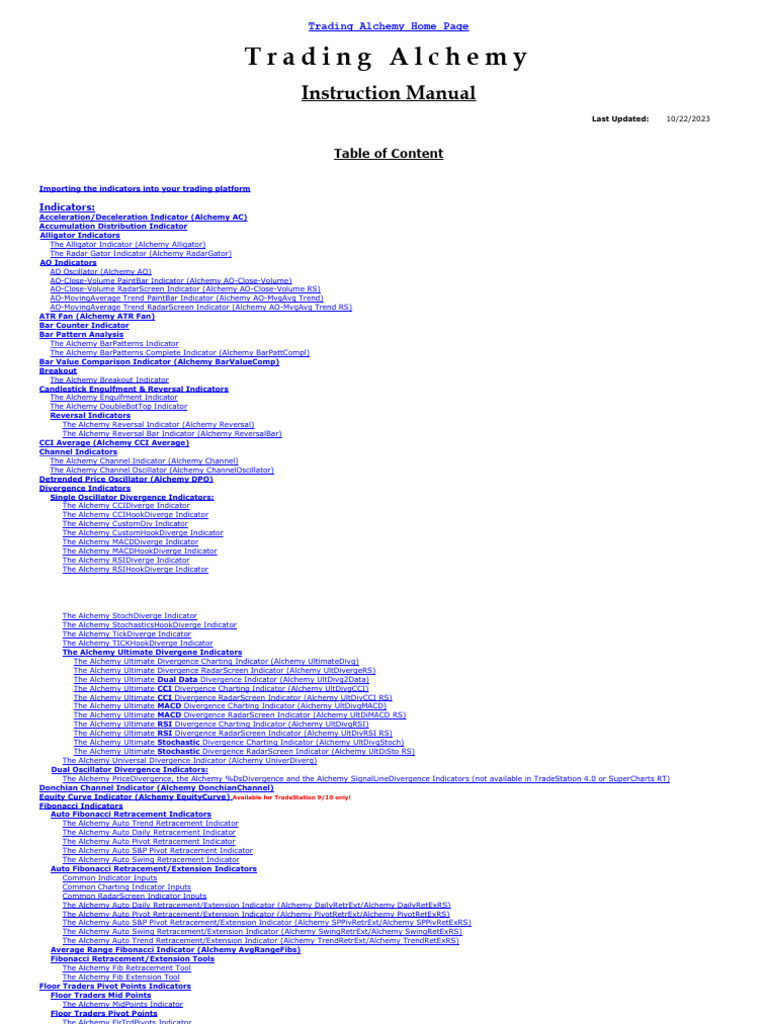 Trading Alchemy Manual | PDF | Moving Average | Market Trend
