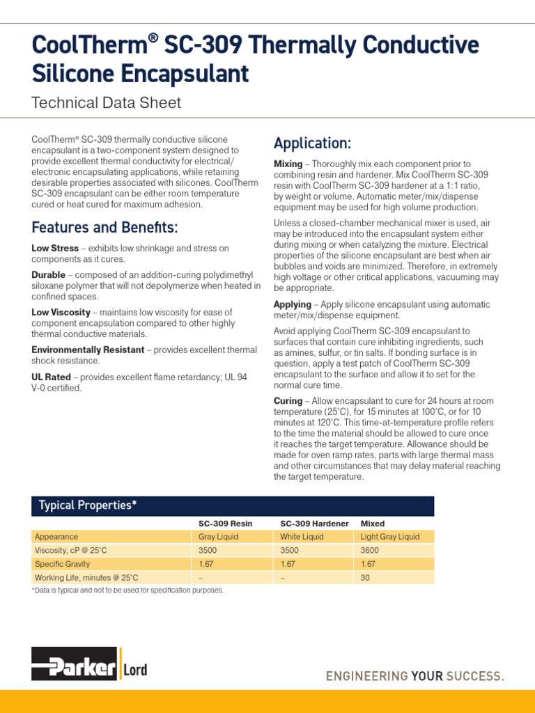 Datasheet - CoolThermSC 309 - DS3686 | PDF | Silicone | Applied And ...