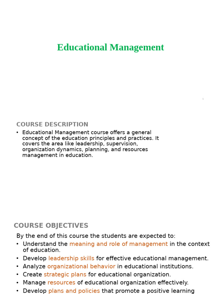 Chapter 1 EDM | PDF | Goal | Leadership