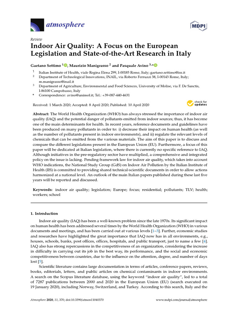 EU Indoor Air Quality Legislation Review | PDF | Volatile Organic ...