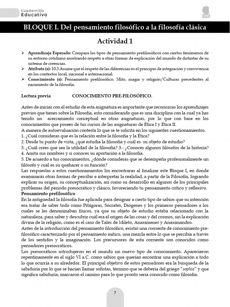 Filosofía Bloque 1 Act. 1 | PDF | Science