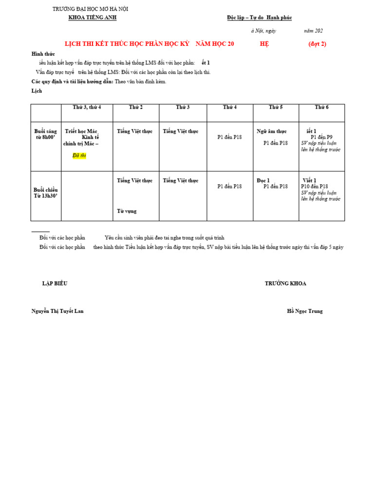 1. 26.11. K28- LỊCH THI KTHP HK1 HỆ CQ (21-22) - ĐỢT 2 | PDF