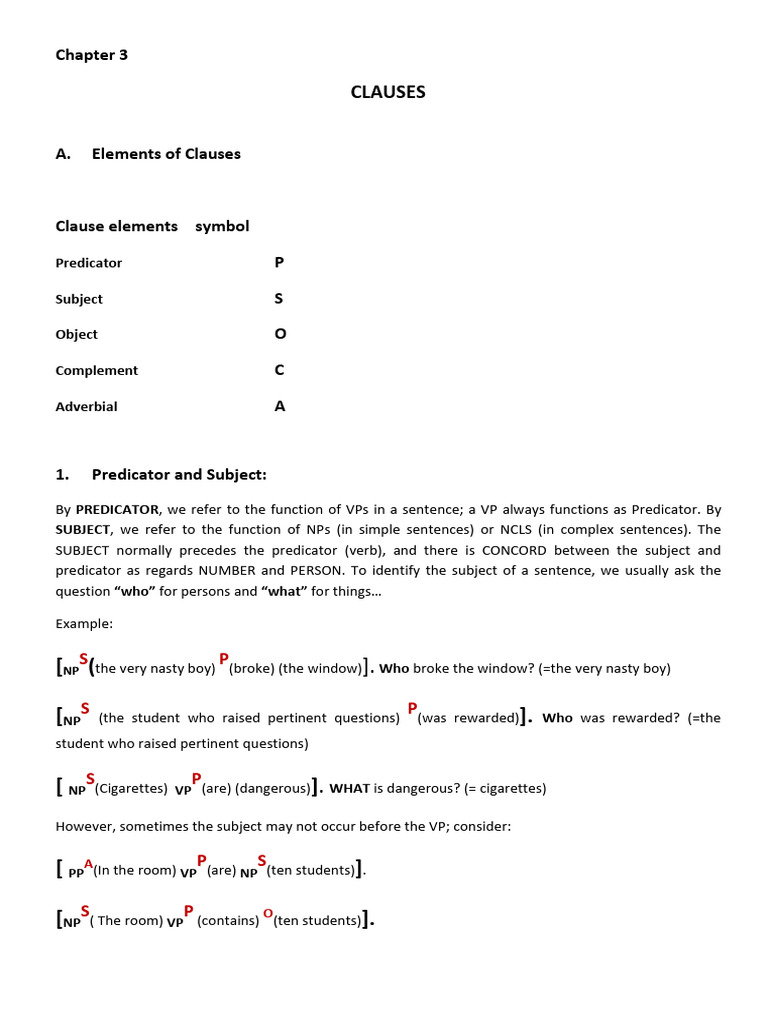 Chapters 3 & 4_clauses | PDF | Clause | Predicate (Grammar)