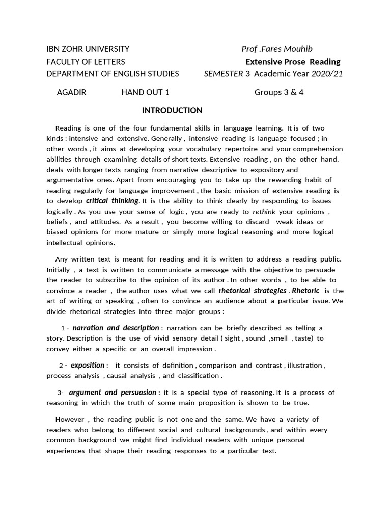 Extensive Reading Intro. | PDF | Cognitive Science | Behavioural Sciences