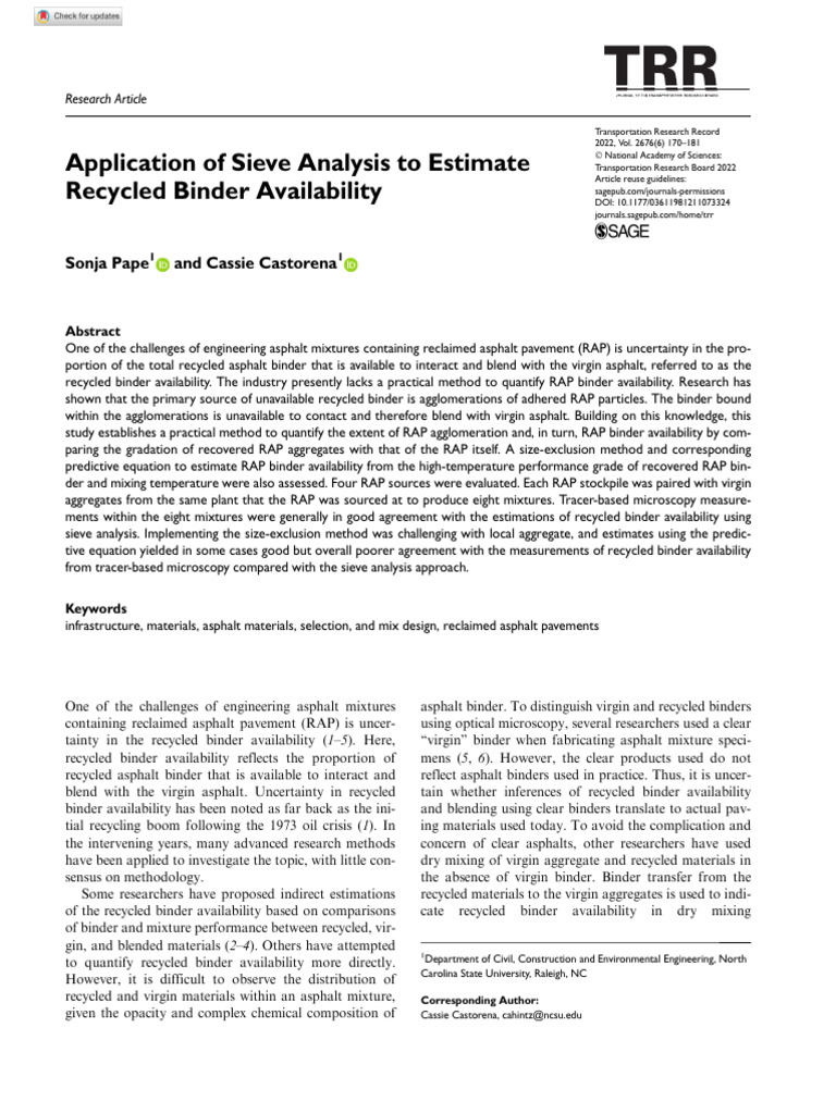 Estimating Recycled Binder Availability | PDF | Microscope ...