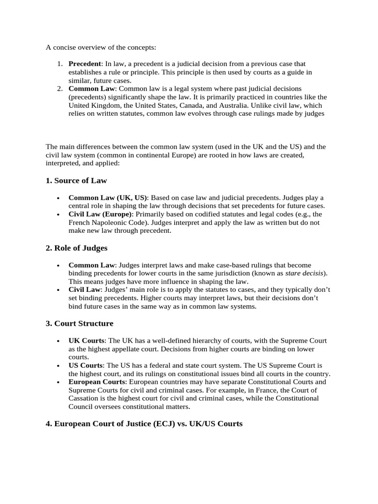 Precedent Vs Common Law | PDF | Precedent | Common Law
