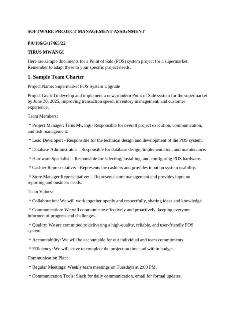 Software Project Management Assignment | PDF | Point Of Sale | Computing