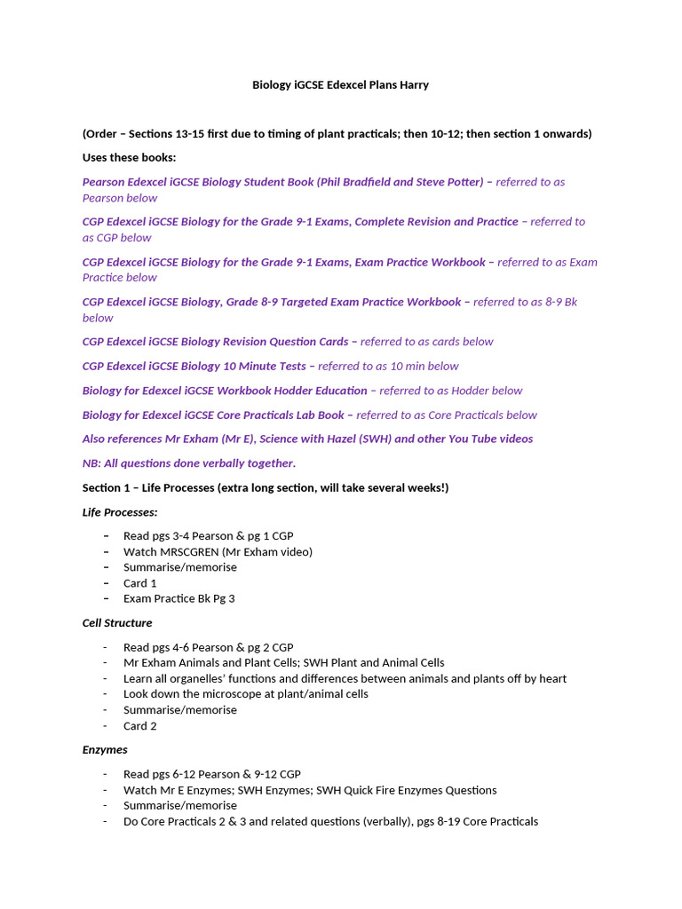 iGCSE Biology Edexcel Study Plan | PDF | Natural Selection | Heredity