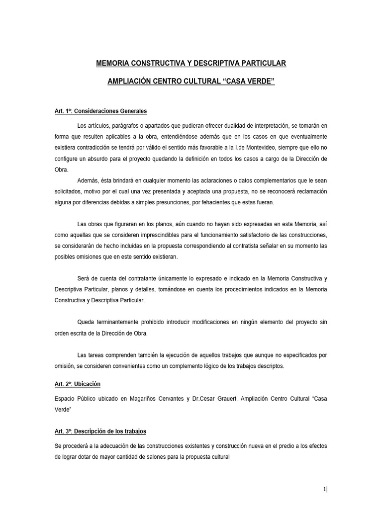 La 342561 Memoria Constructiva Particular | PDF | Hormigón | Cemento