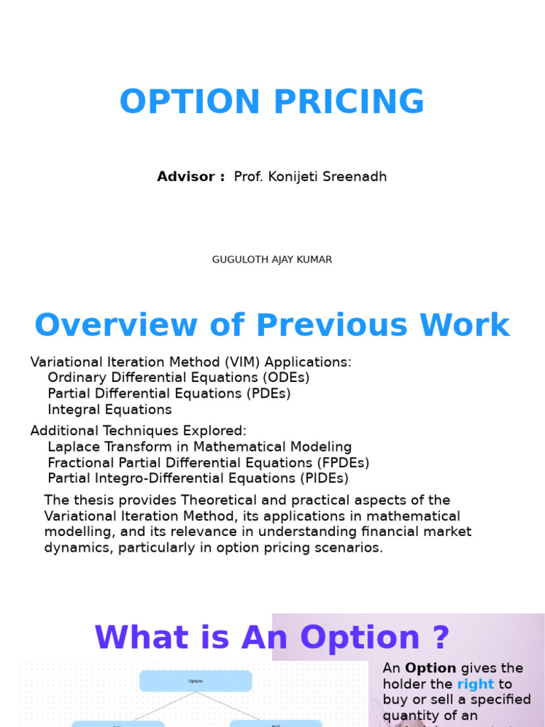 Ajay MTP Part 2 Final Presentation | PDF | Option (Finance) | Black–Scholes Model