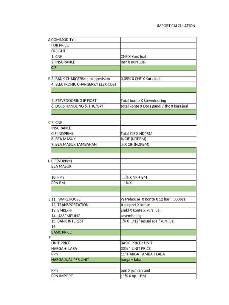 Import Calculation (1) | PDF