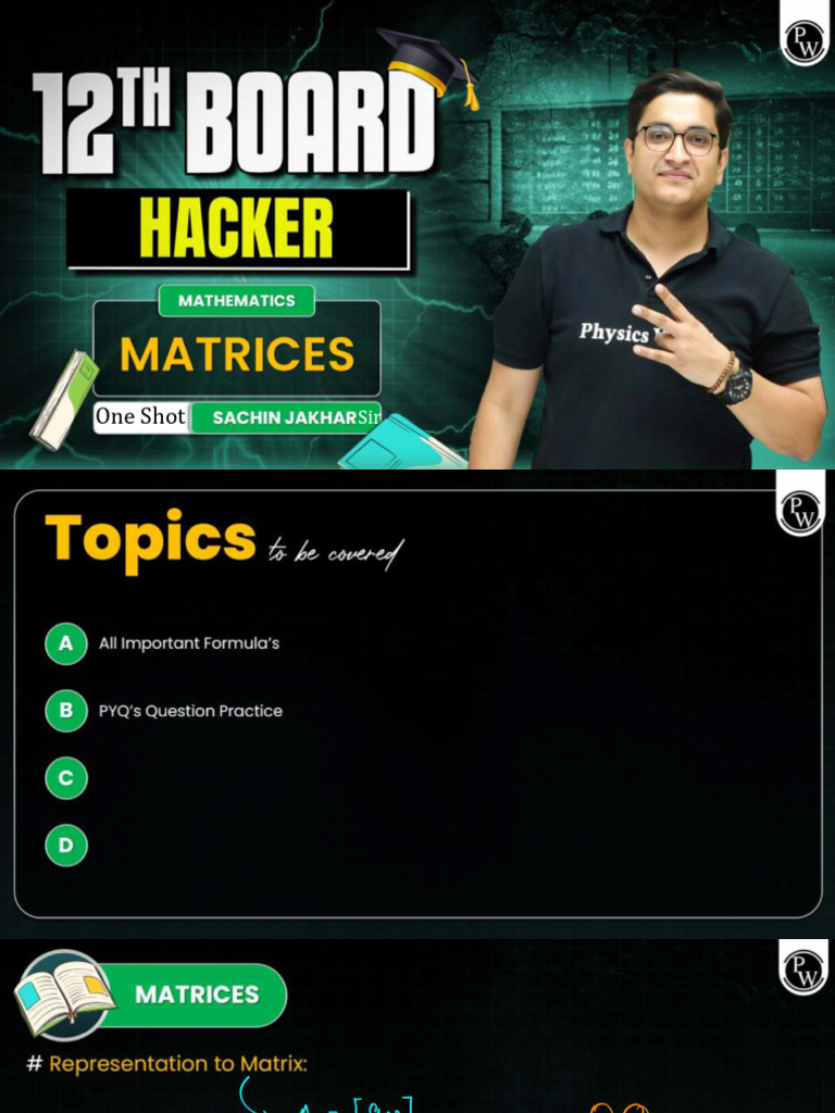 Matrices - Class Notes - 12th Hacker - CBSE 2025 | PDF