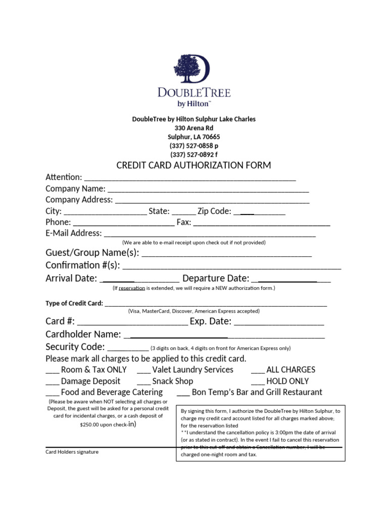 Blank Credit Card Auth Form | PDF | Credit Card | American Express