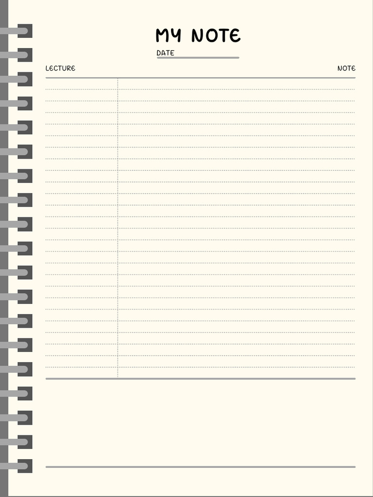 Beige Minimalist Lined Paper Note Lecture A4 Document | PDF